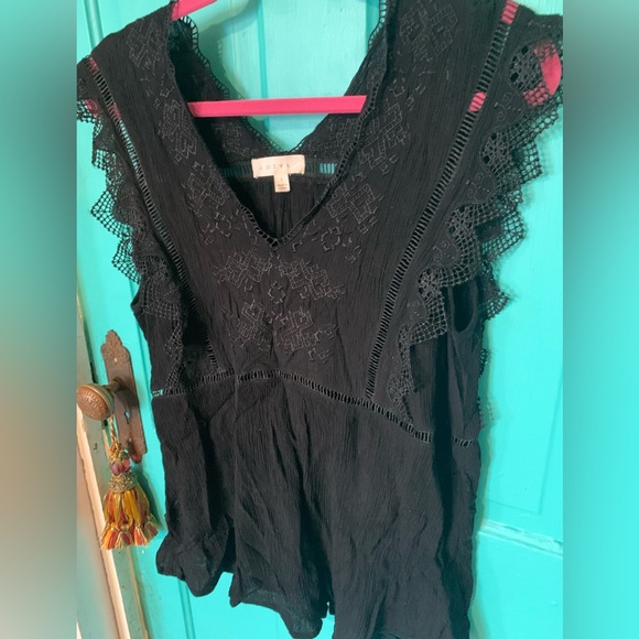 Adiva | Tops | Adiva Large Black Lace Top | Poshmark